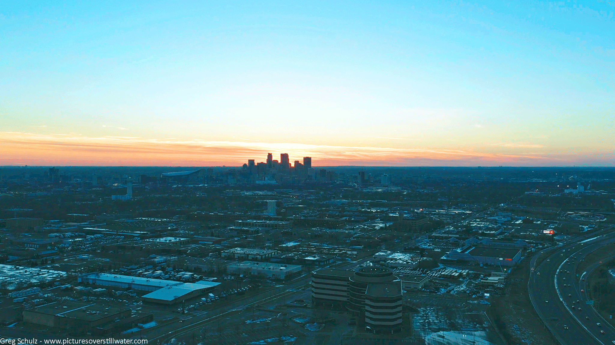 Twin Cities Drone Aerial Sunrise Sunset Night Views